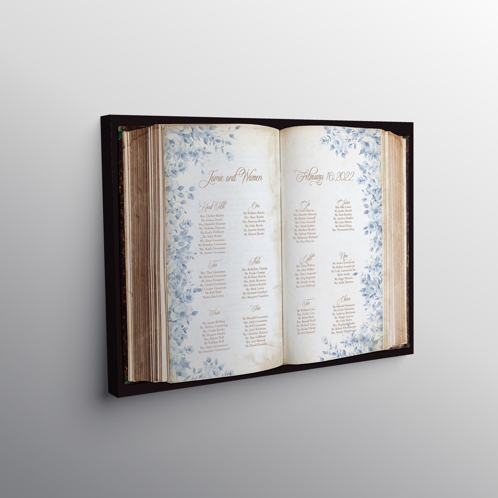 Fairytale Book Seating Chart With Blue Flowers Storybook Wedding Decor ...