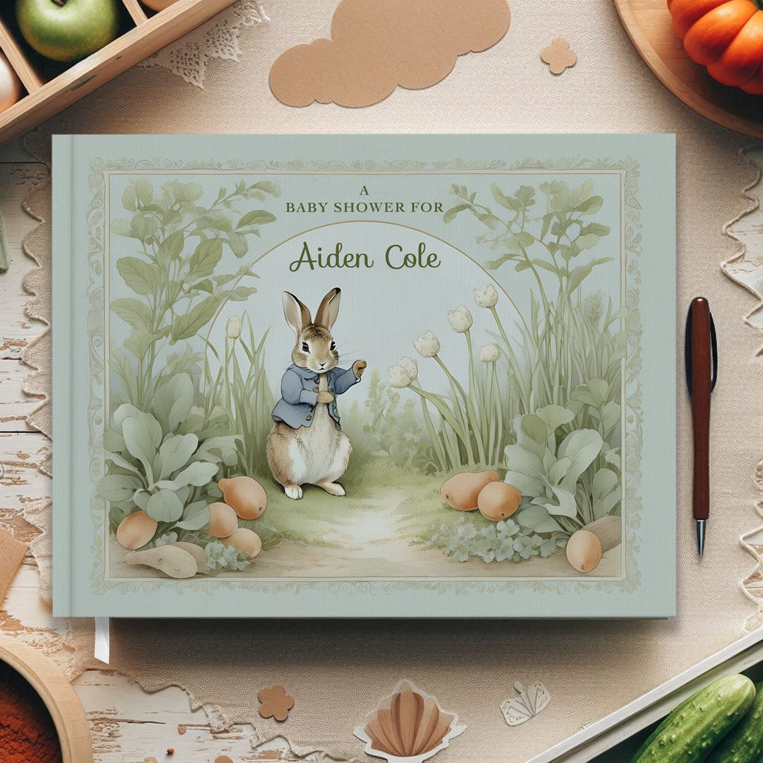 Blue Peter Rabbit Baby Shower Guest Book, Storybook Theme, Personalized ...