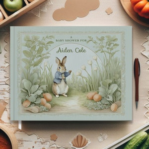 Blue Peter Rabbit Baby Shower Guest Book, Storybook Theme, Personalized ...