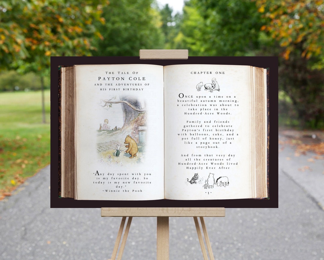Pooh Storybook Welcome Sign - Custom Tale -open Book Decor - First ...