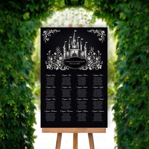 Whimsical Fairytale Castle Seating Chart, Black and White Wedding ...