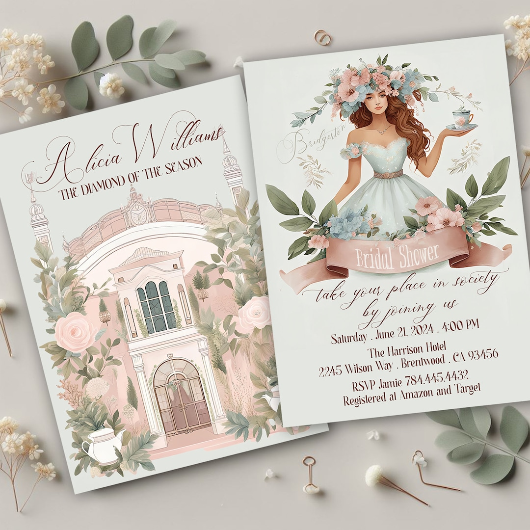 Bridal Shower Invitations - Bridgerton Inspired Regency - Elegant Manor ...