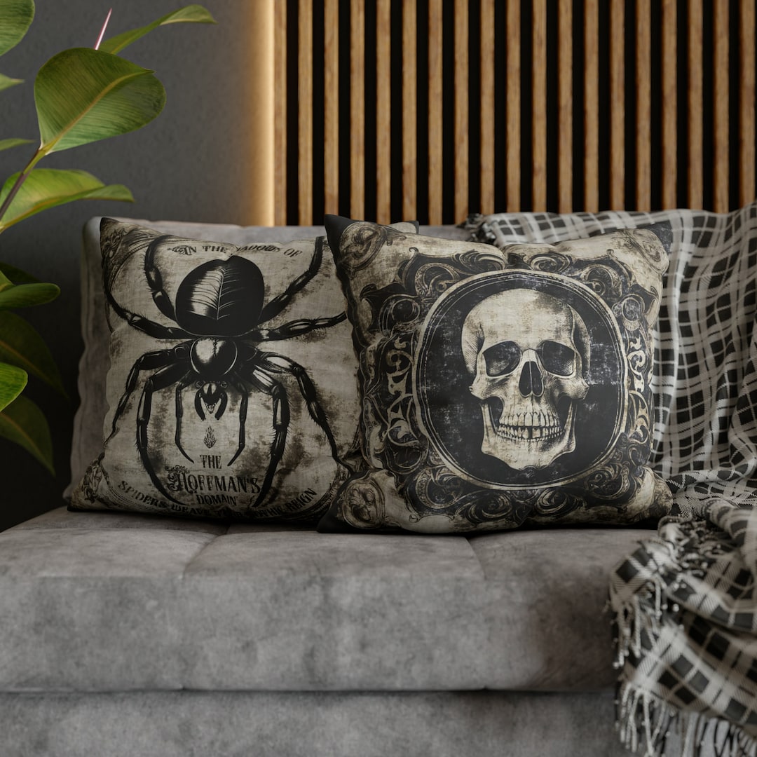 Victorian Gothic Skull Pillow - Personalized Spider Pillow - Halloween ...