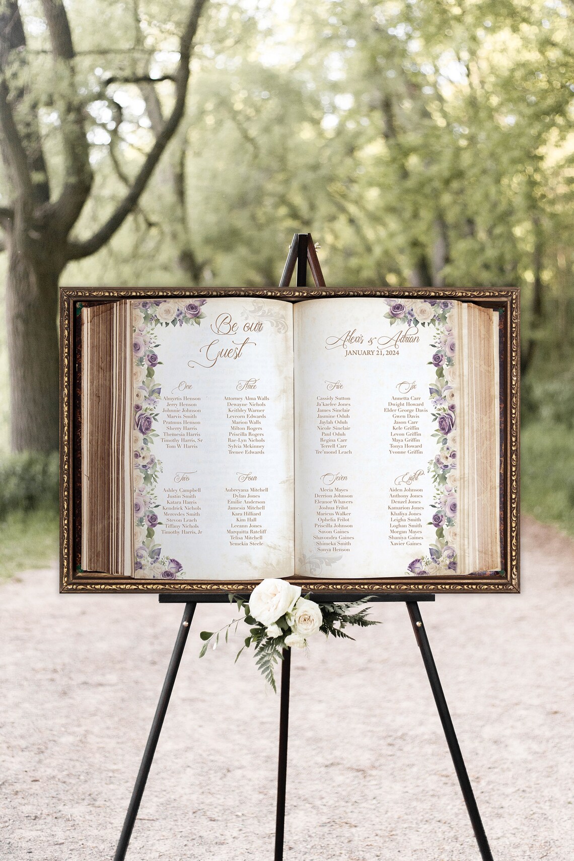 Book Seating Chart With Lavender Florals for a Fairytale Wedding ...
