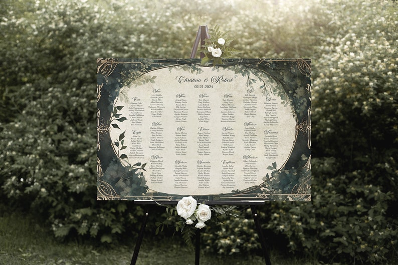 Seating Chart Enchanted Forest Theme | Dark Green | Whimsical ...