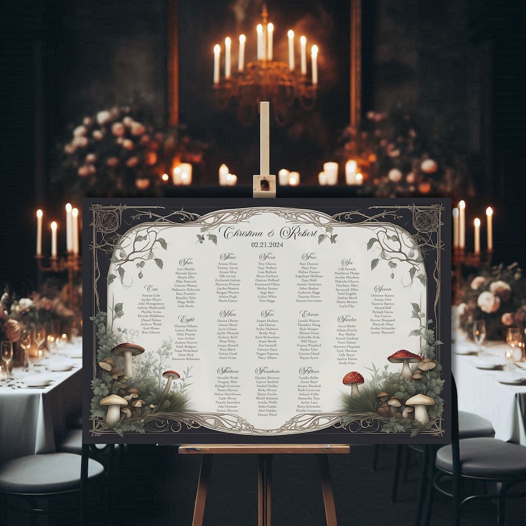 Whimsical Mushroom Forest Seating Chart for Weddings, Elegant Woodland ...