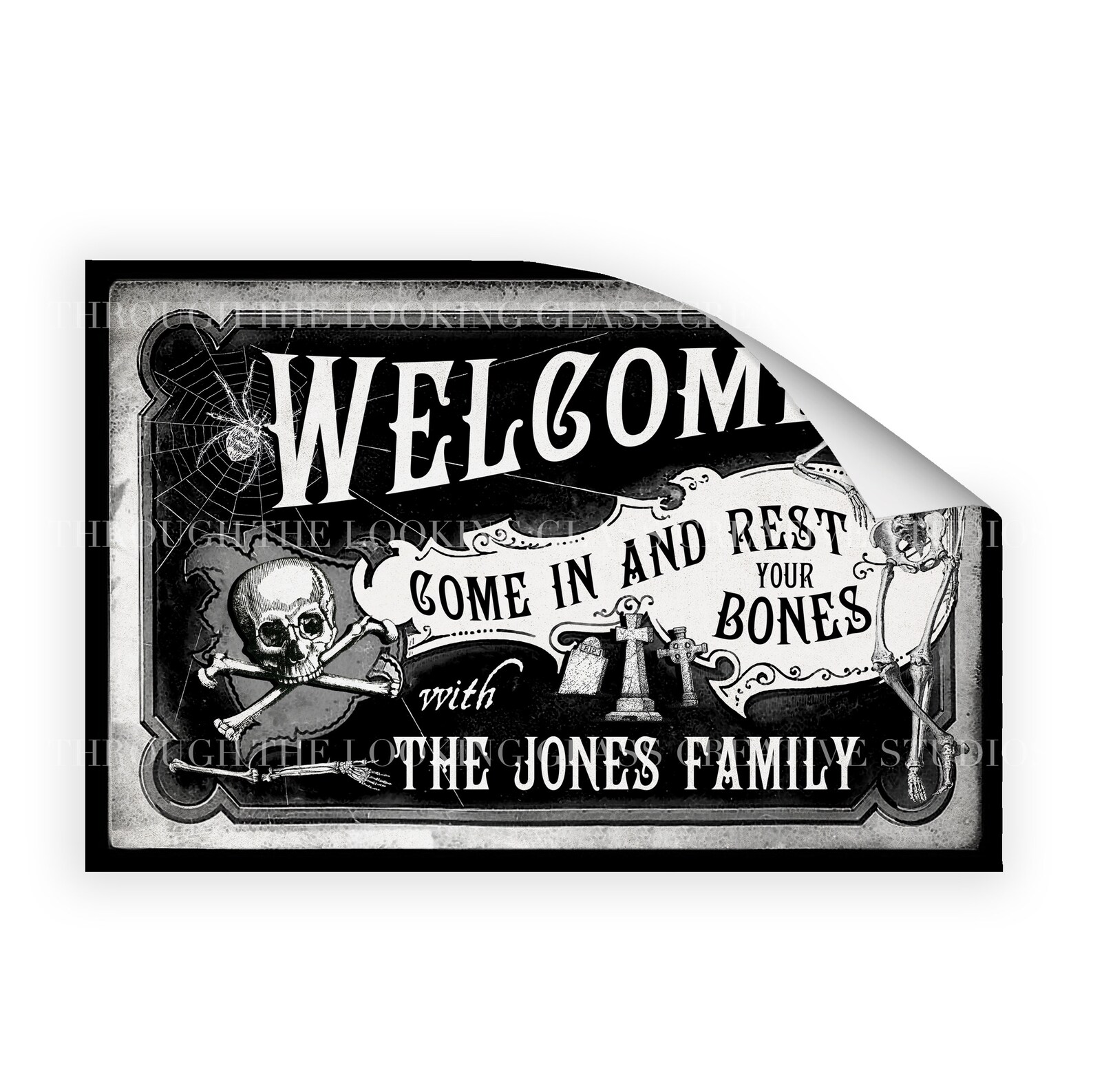 Rest Your Bones Sign Halloween Welcome Sign Personalized - Etsy
