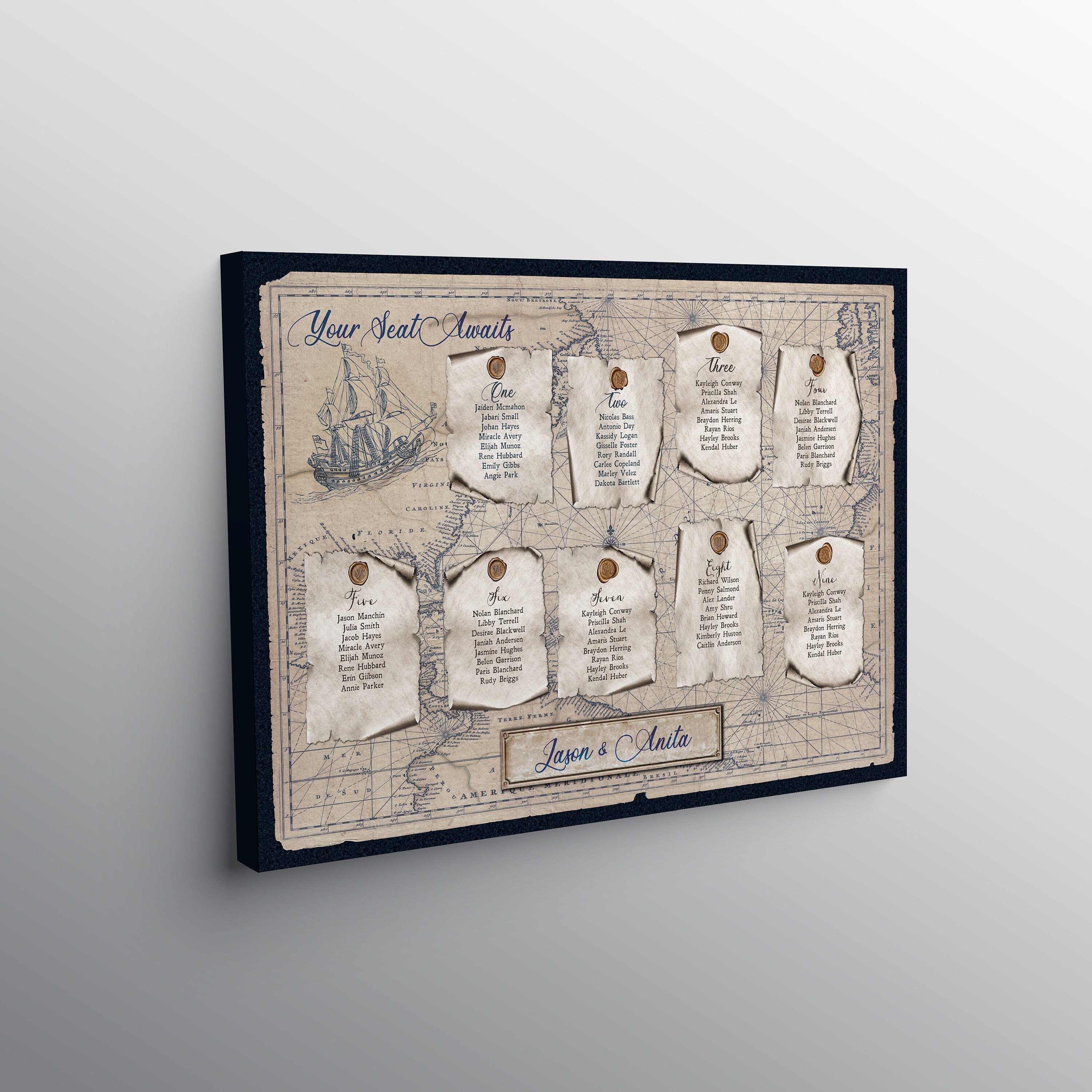 Nautical Seating Chart - Navy Blue - Beach Wedding - Find Your Seat ...