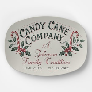 Custom Farmhouse Candy Cane Plate & Platter | Red Green Beige Christmas ...