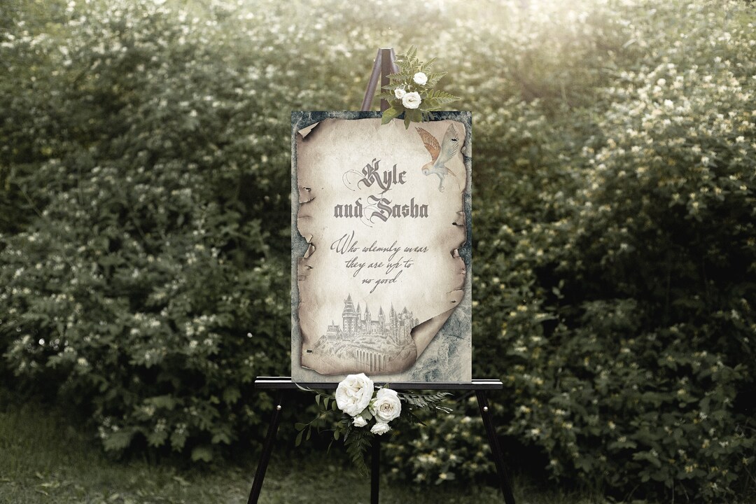 Scroll Welcome Sign With Magical Owl, Wizard Decor for Wedding and ...
