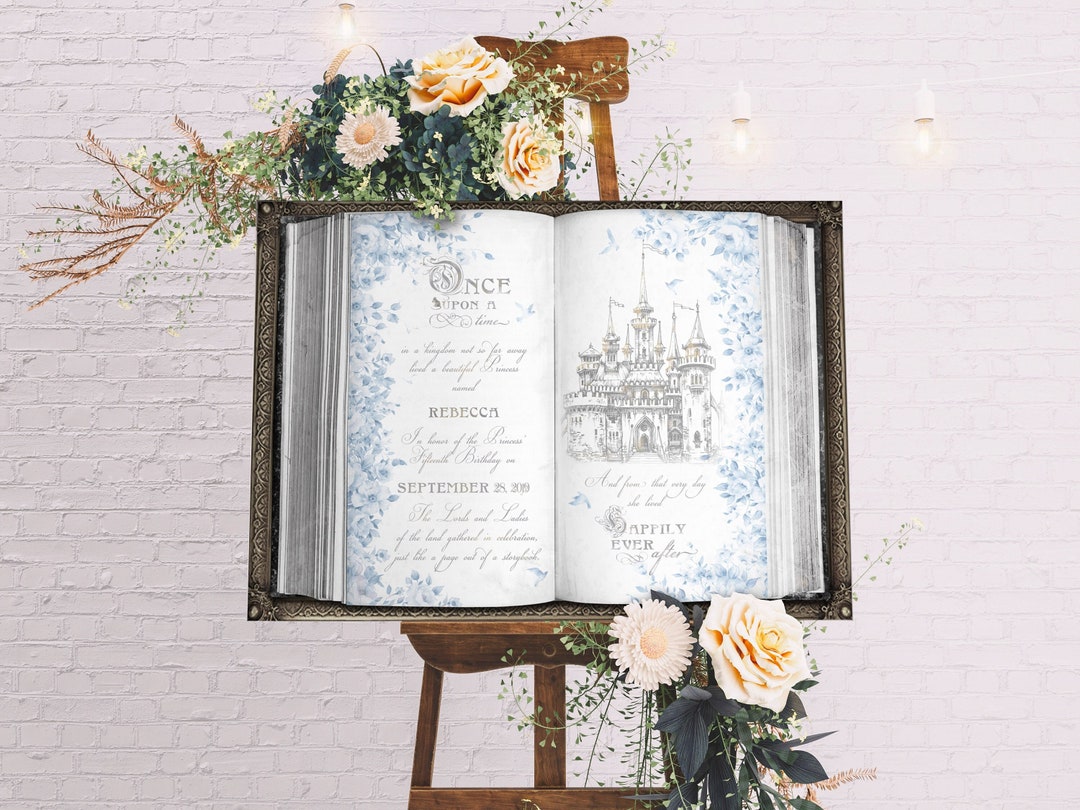 Fairytale Welcome Sign - Storybook Sign With Blue Flowers - Fairytale ...