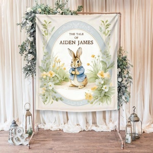 Peter Rabbit Backdrop for Baby Shower or First Birthday, Garden, Photo ...