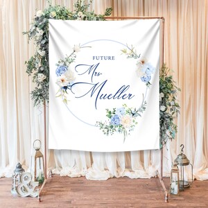 Future Mrs Banner, Blue and White Floral, Bridal Shower, Boho, Bride to ...