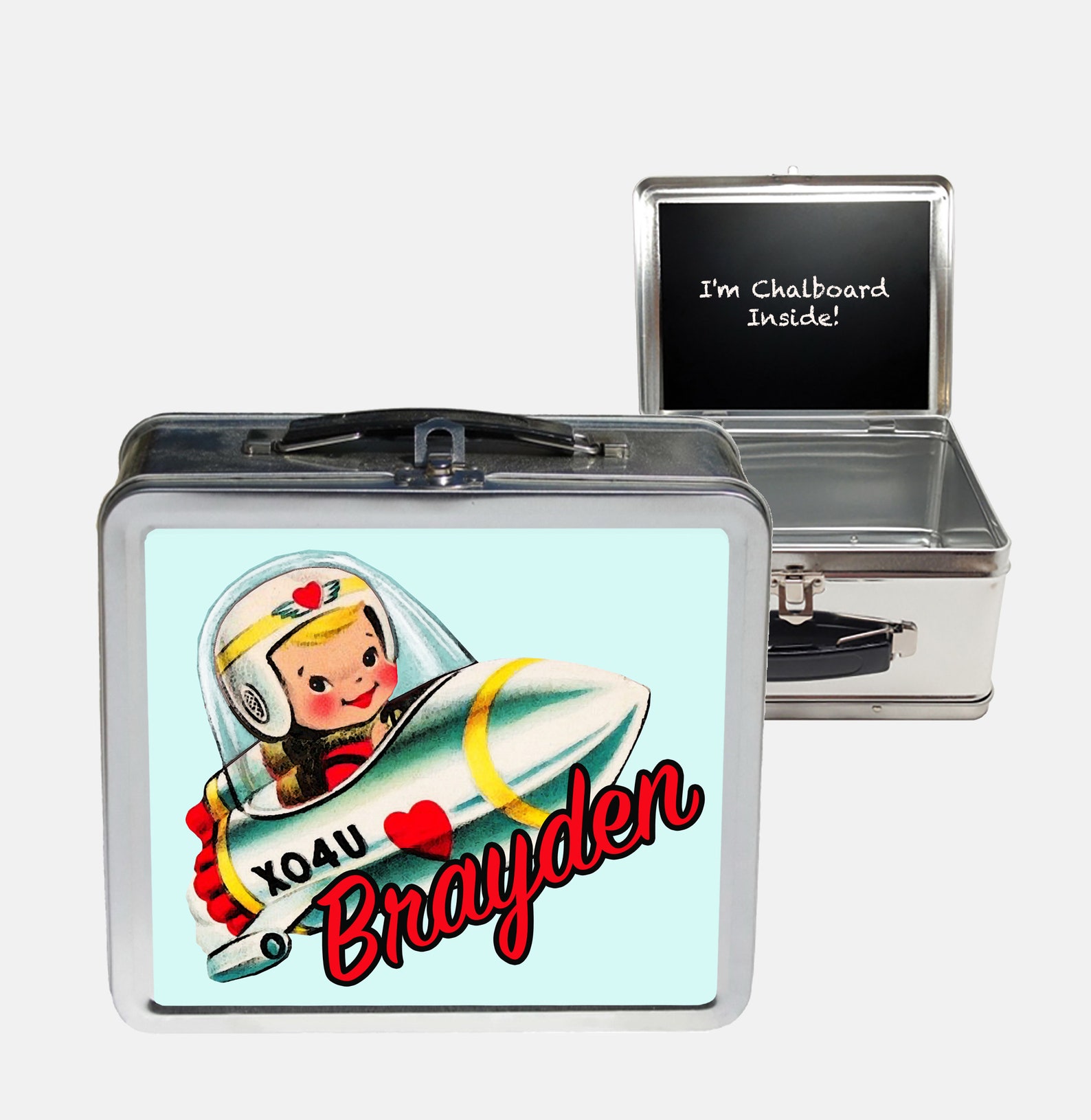 Personalized Lunch Box Vintage Rocket Ship Retro NASA Metal | Etsy