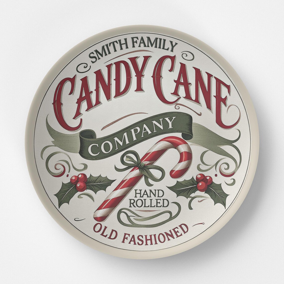 Custom Farmhouse Candy Cane Plate & Platter | Red Green Beige Christmas ...