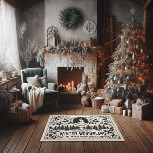 Winter Wonderland Snowman Design Rug, Personalized Christmas Rug ...
