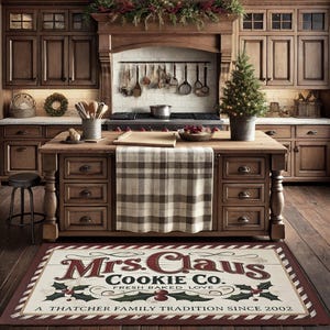 Personalized Christmas Rug, Mrs. Claus Cookie Company, Farmhouse ...