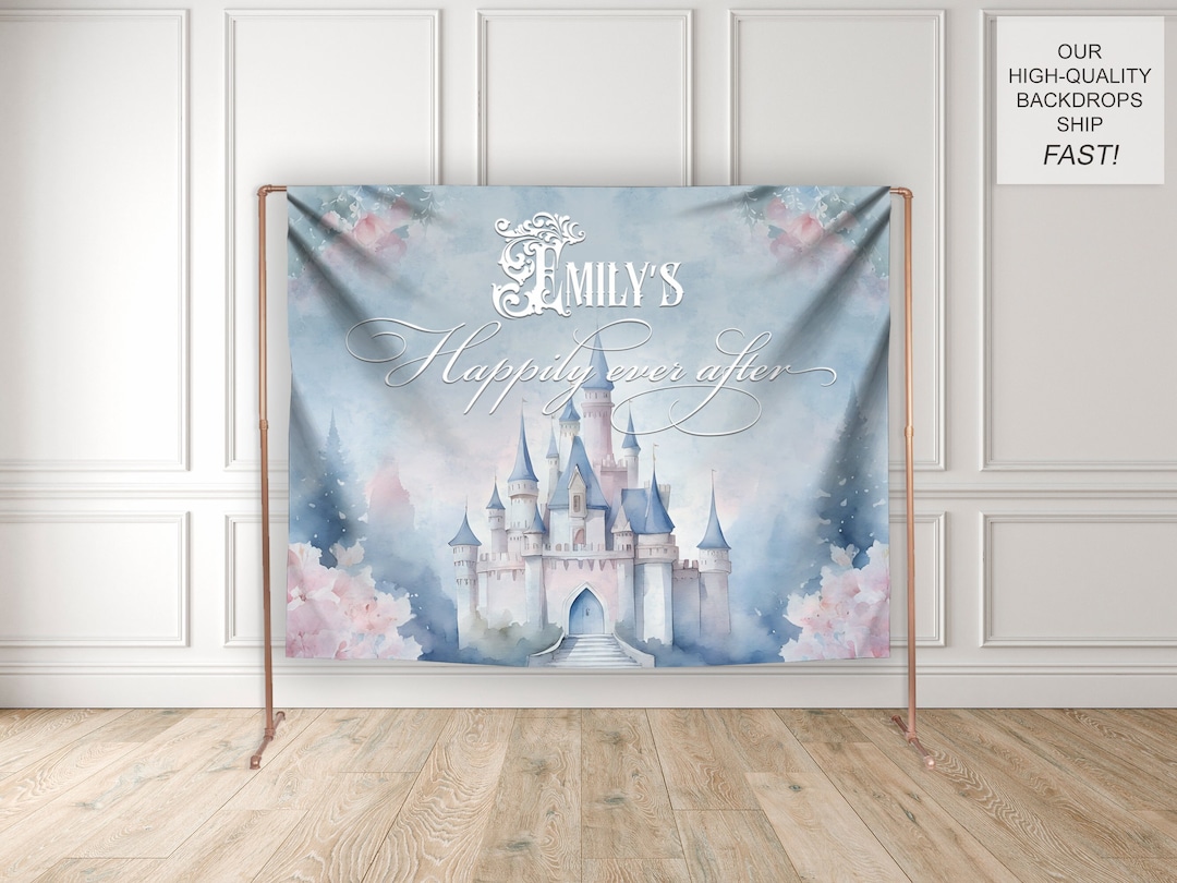Castle Backdrop With a Cinderella Theme in Pale Blue & Pink ...