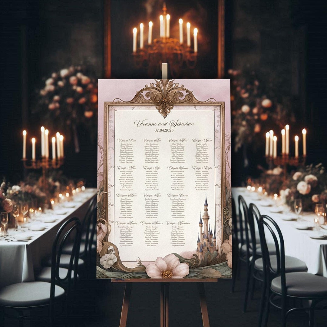 Elegant Fairytale Seating Chart for Wedding, Castle, Bridal Shower ...