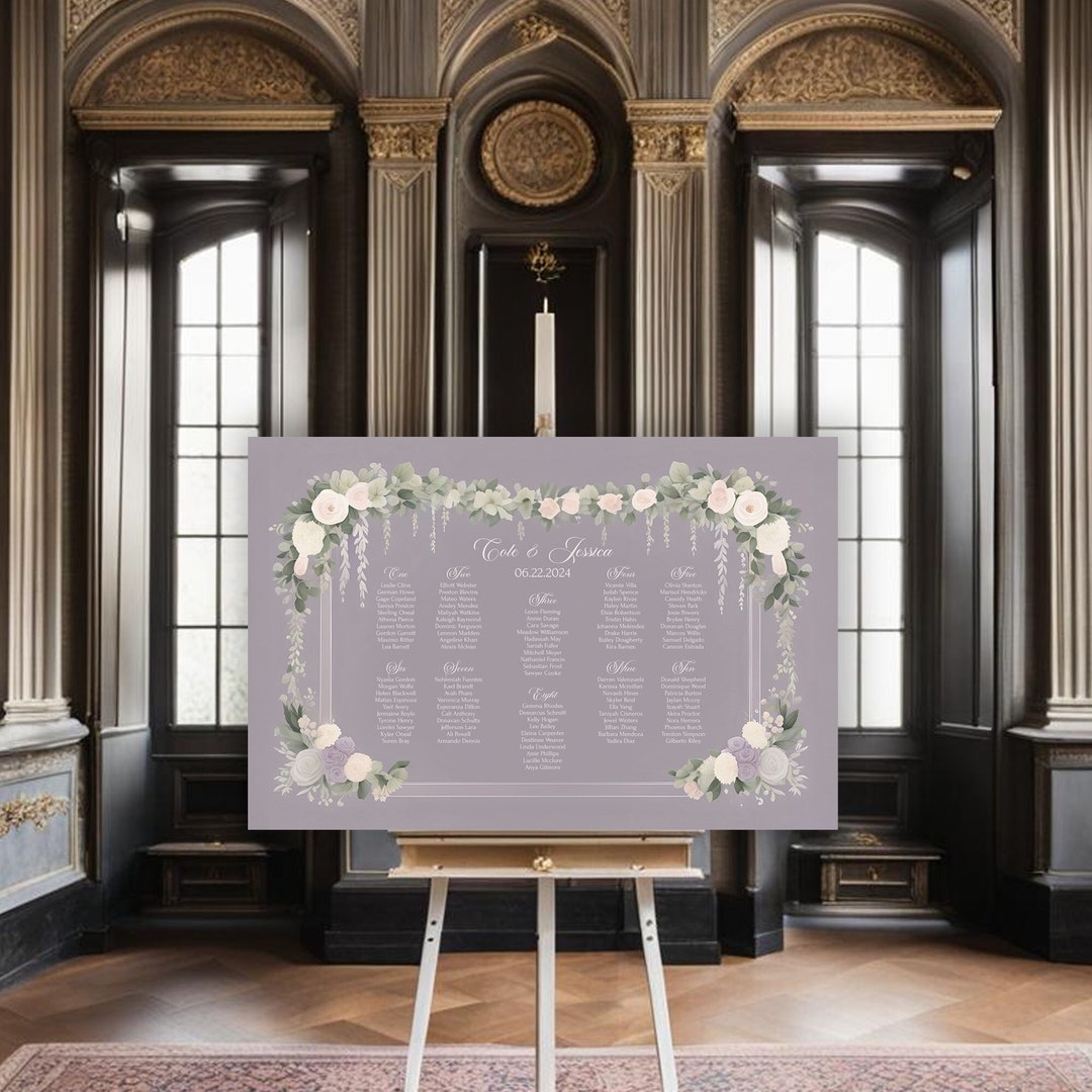 Printed Seating Chart With Lavender Flowers | Fairytale Wedding Decor ...