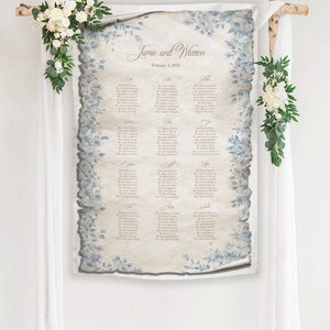 Vintage Scroll Seating Chart Backdrop Custom Gold Font Wedding Decor ...