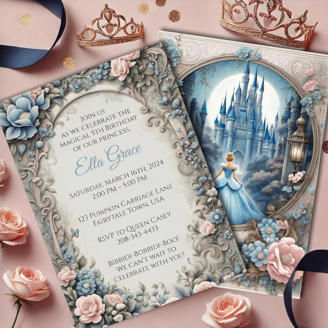 Whimsical Cinderella Fairytale Invitation - Vintage Castle & Roses ...