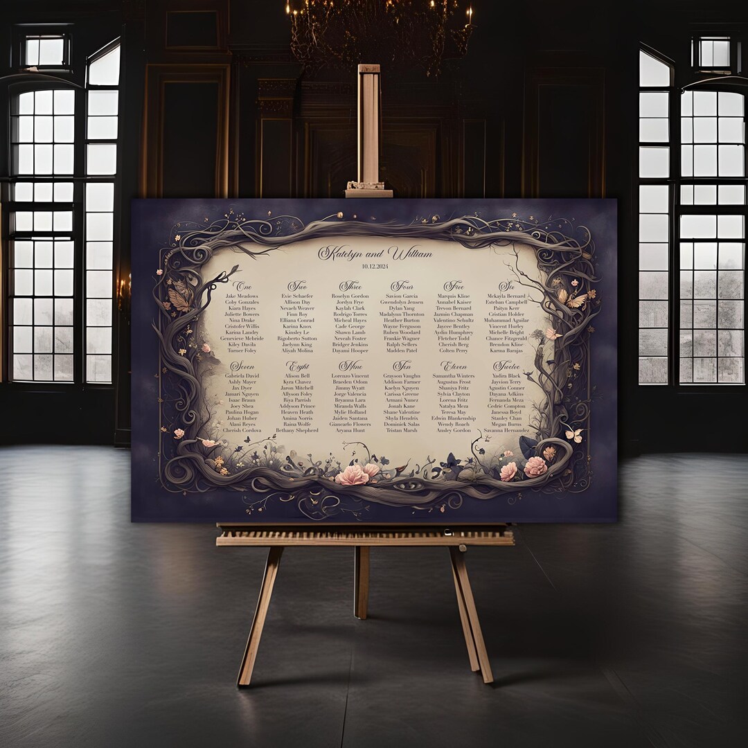 Seating Chart Enchanted Forest Theme, Woodland Fairy Wedding, Dark ...
