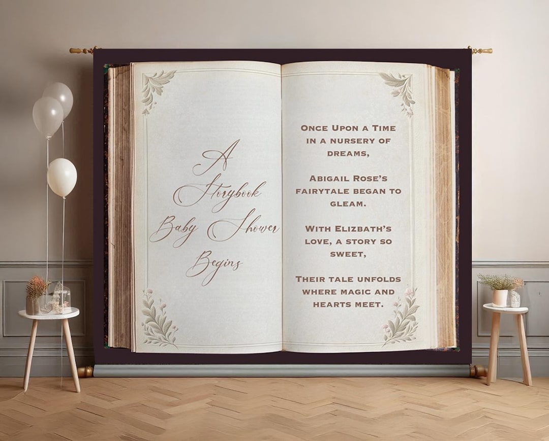 Open Book Backdrop, Vintage Storybook, Neutral Brown Beige, Custom ...