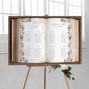 Book Seating Chart With Lavender Florals - Fairytale Wedding Sign ...