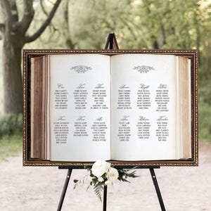 Vintage Book Wedding Seating Chart, Elegant Neutral Decor, Fairytale ...