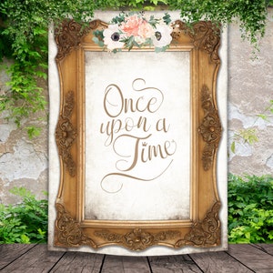 Once Upon a Time Backdrop - Vintage Gold Frame - Pale Pink and White ...