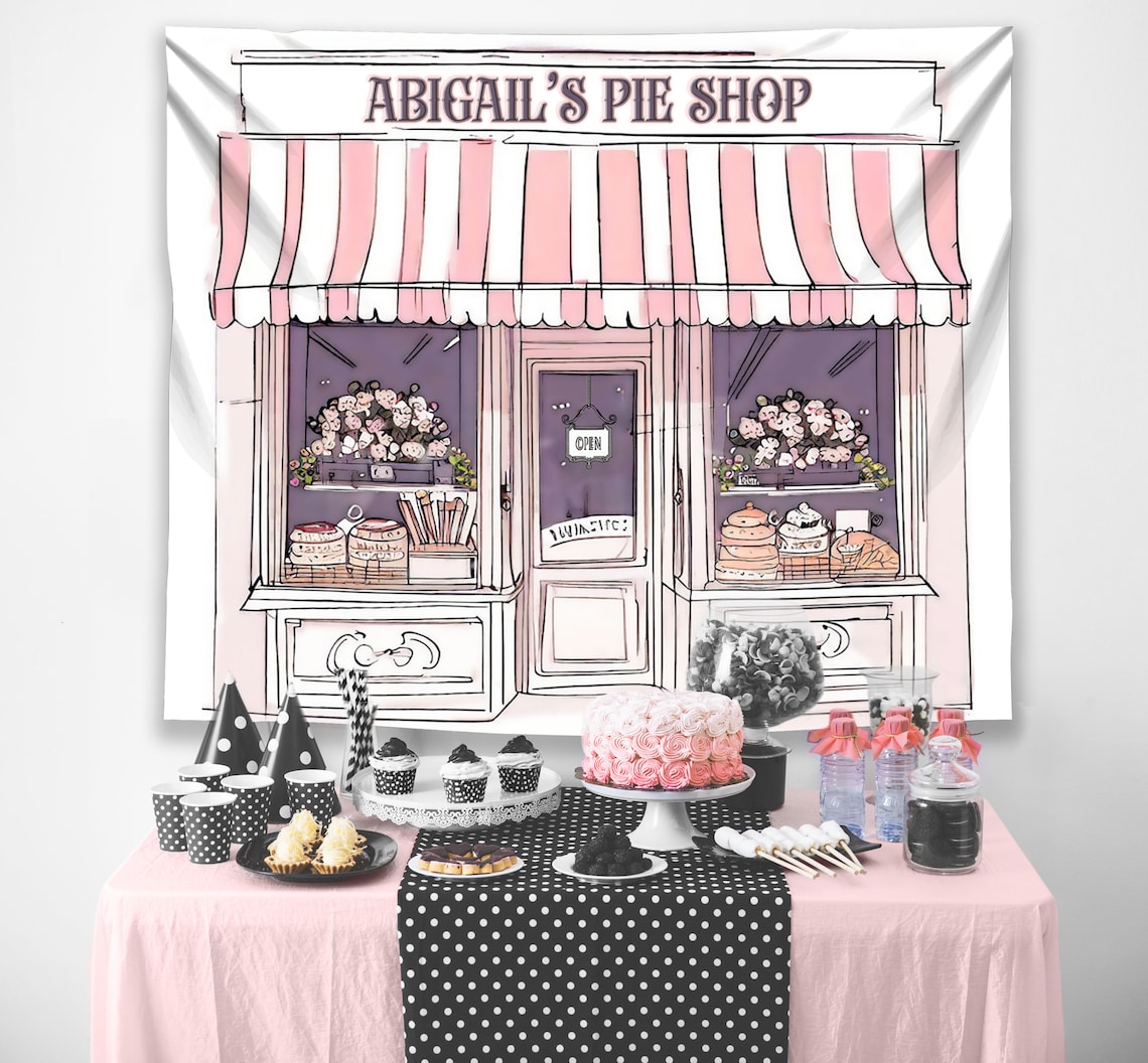 Patisserie Backdrop, Pink Stripes, Pie Shop, Storefront, Birthday Party ...