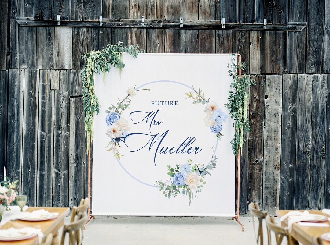 Future Mrs Banner, Blue and White Floral, Bridal Shower, Boho, Bride to ...