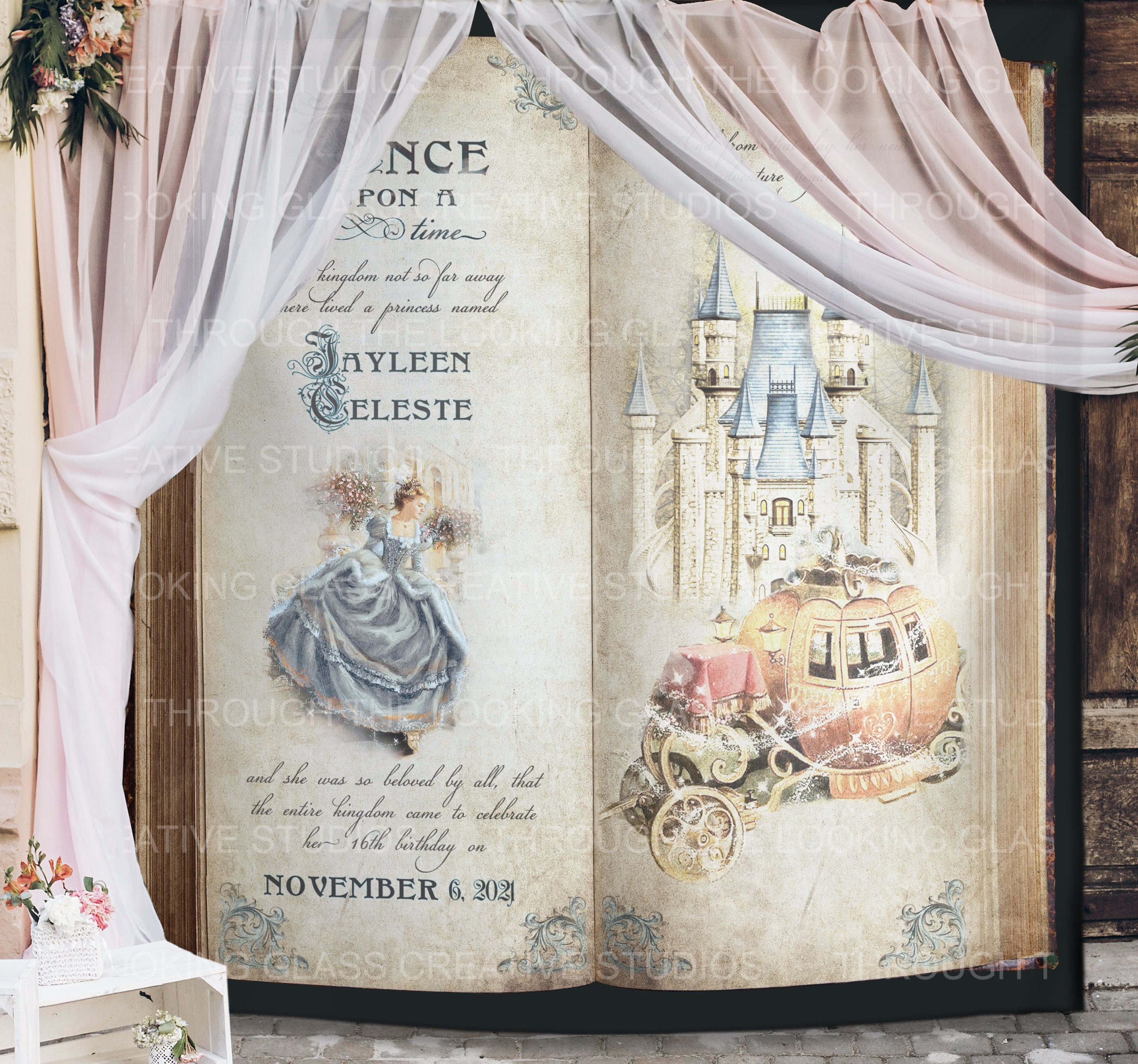 Personalized Hanging Wooden Cinderella Cinderella Birthday Backdrop ...