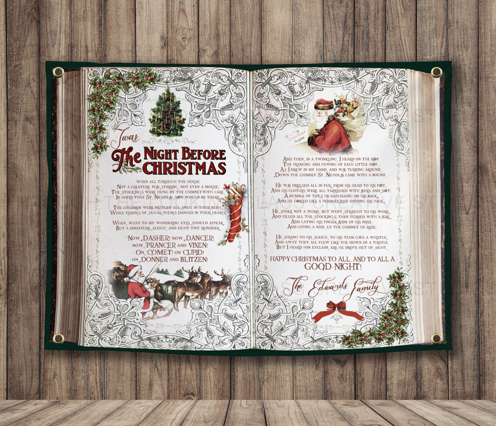 Night Before Christmas Vintage Book Art Personalized - Etsy