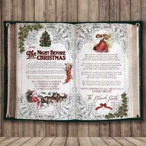 Night Before Christmas Vintage Book Art Personalized - Etsy