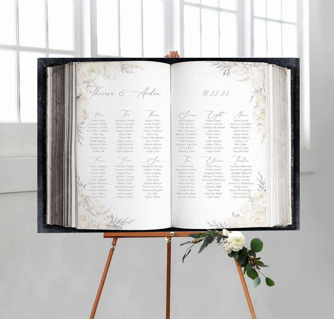 Storybook Seating Chart With a Classic Black and White Color Scheme ...