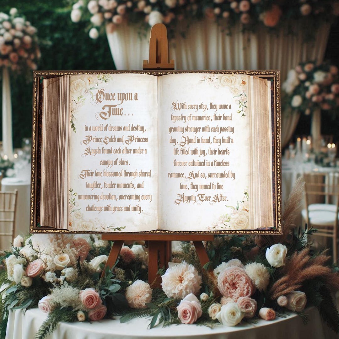 Personalized Fairytale Art Print: Vintage Storybook Welcome Sign, Gold ...