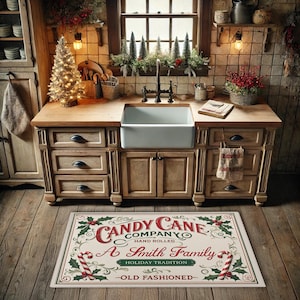 Personalized Christmas Rug - Candy Cane Company - Farmhouse Holiday ...
