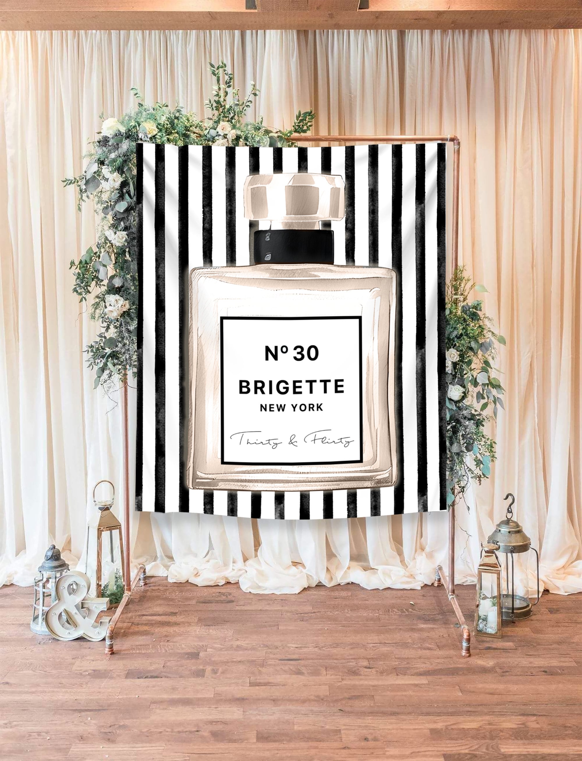 Designer Birthday Perfume Backdrop - Paris Theme Party Decor - Sweet ...