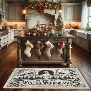 Winter Wonderland Snowman Design Rug, Personalized Christmas Rug ...