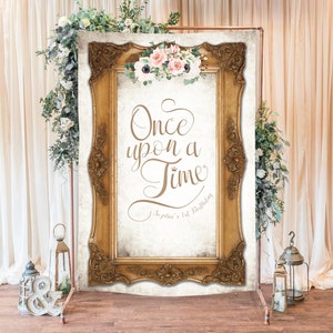 Once Upon a Time Backdrop - Vintage Gold Frame - Pale Pink and White ...