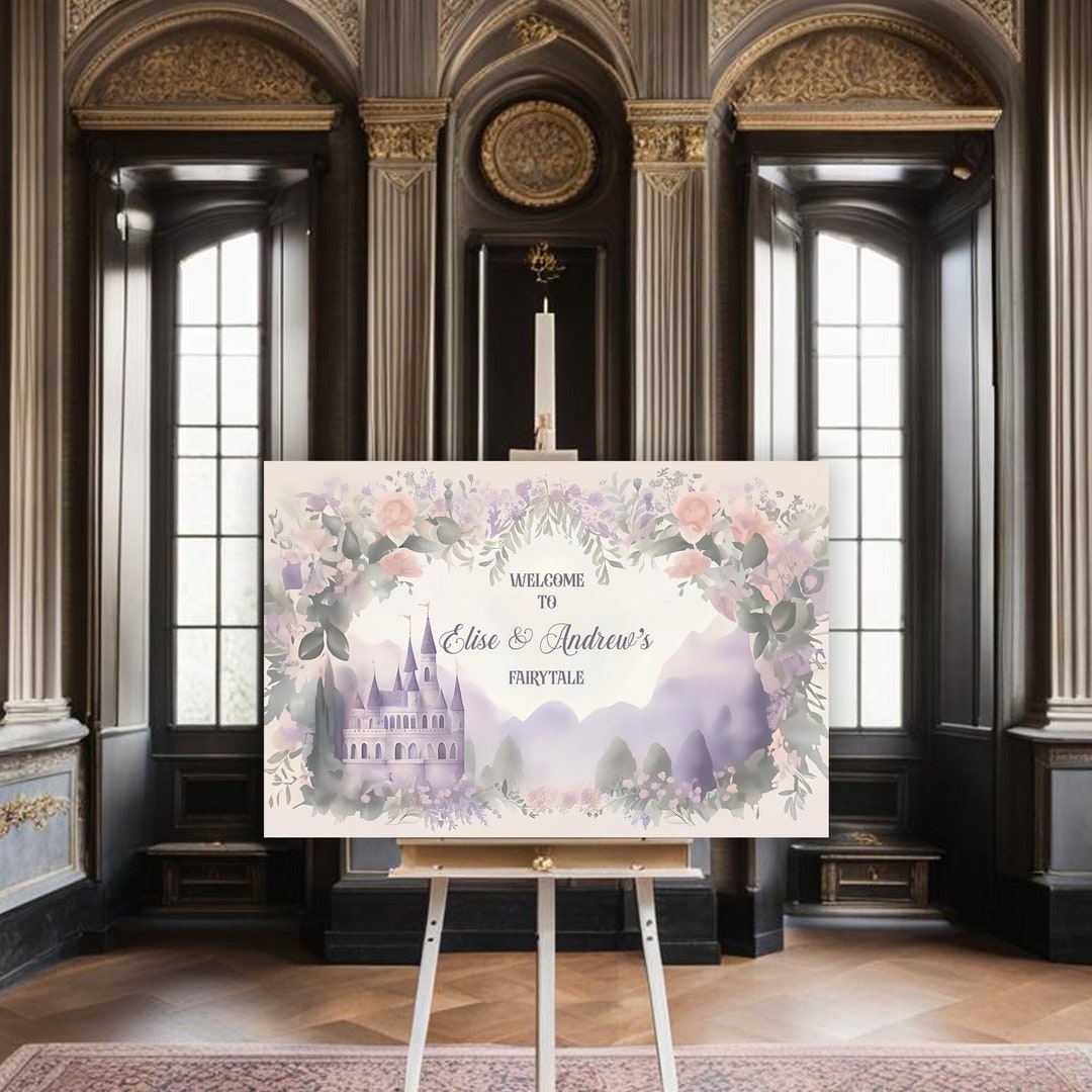 Fairytale Welcome Sign in Pink and Purple With Castle - Rapunzel ...