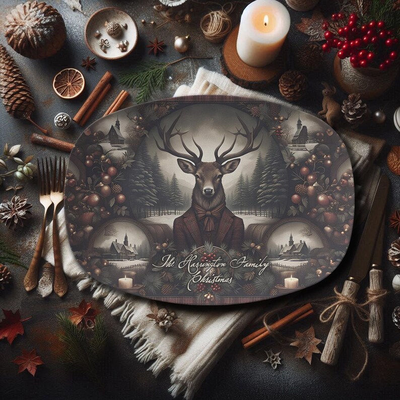 Personalized Christmas Plate, Family Name, Holiday Dinnerware, Custom ...