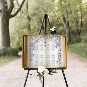 Storybook Seating Chart With Purple Flowers Inspired by Rapunzel, Open ...