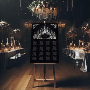 Whimsical Fairytale Castle Seating Chart, Black and White Wedding ...