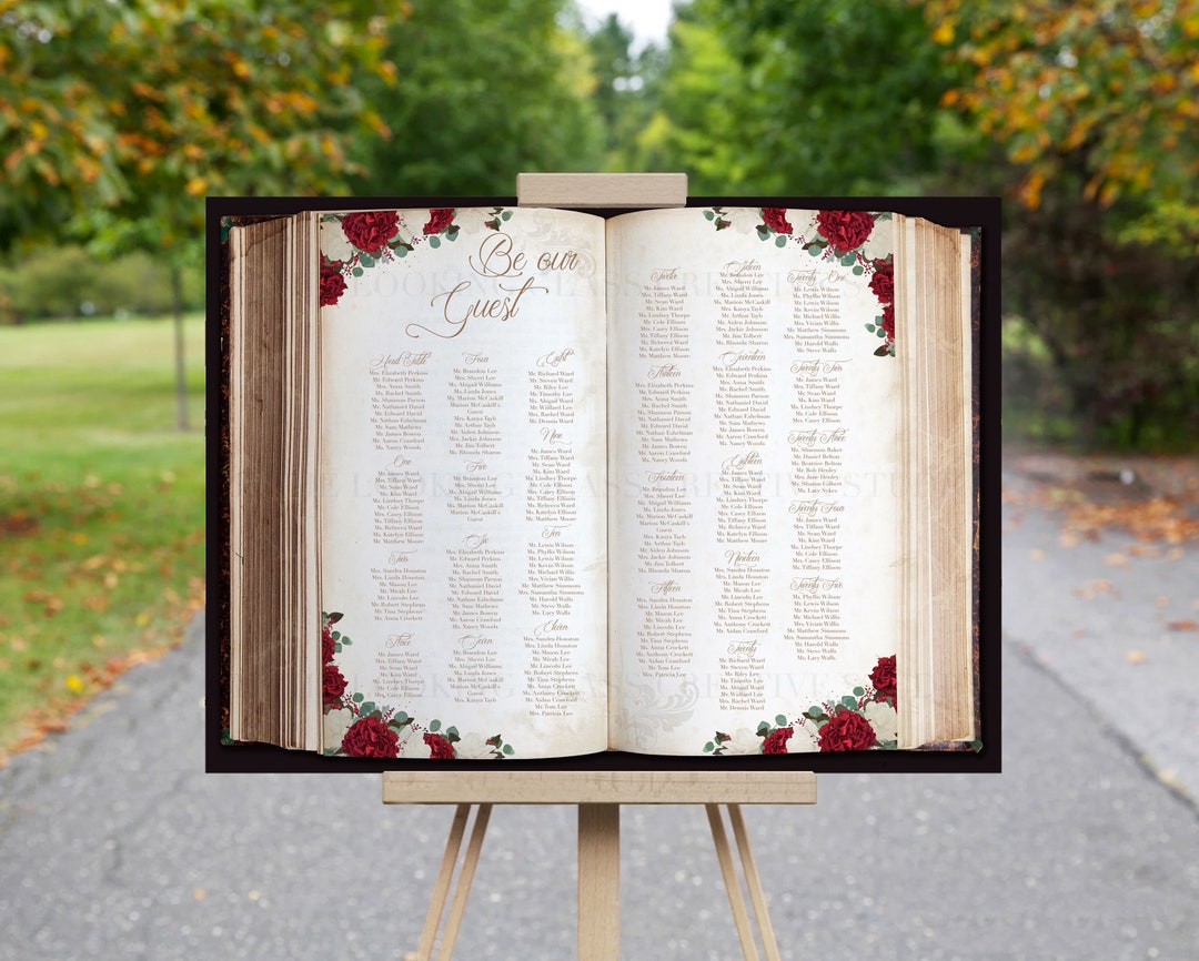 Storybook Seating Chart With Red Flowers, Be Our Guest, Fairytale ...