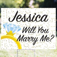 He Asked She Said Yes Proposal Signs Hearts With Names, Proposal Gift ...