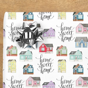 Housewarming Gift Wrap, New House Gift Wrapping Paper, Home Sweet Home ...