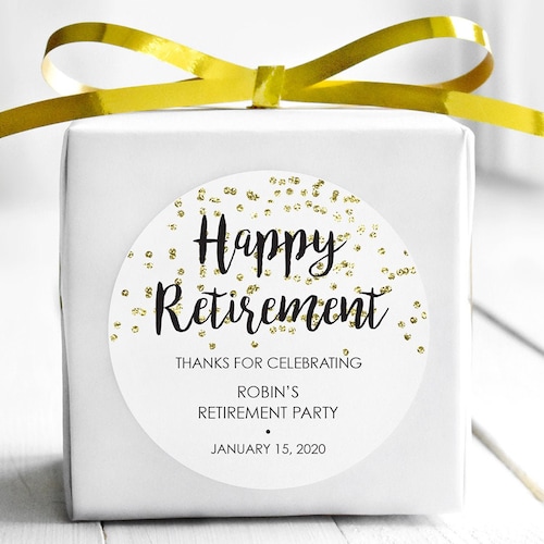 Retirement Favor Stickers Retirement Party Gold Confetti - Etsy